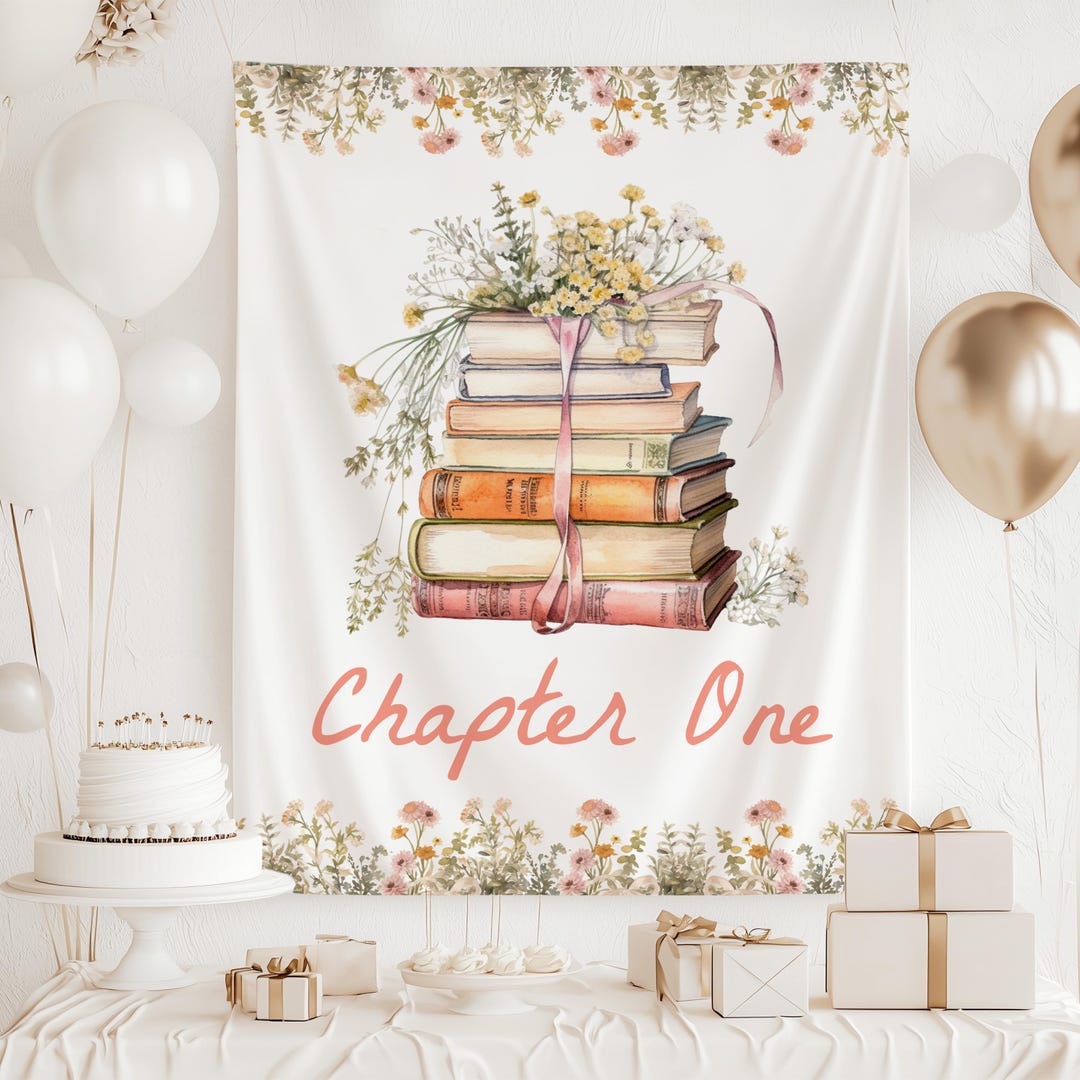 Chapter One Birthday Backdrop | Book Themed 1st Birthday Fabric Banner ...