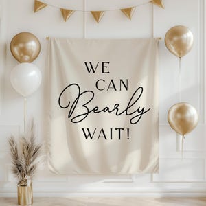 We Can Bearly Wait Backdrop | Someone Beary Cute Baby Shower Fabric ...