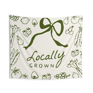 Locally Grown Backdrop | Hand Drawn Farmer's Market Baby Shower Fabric ...
