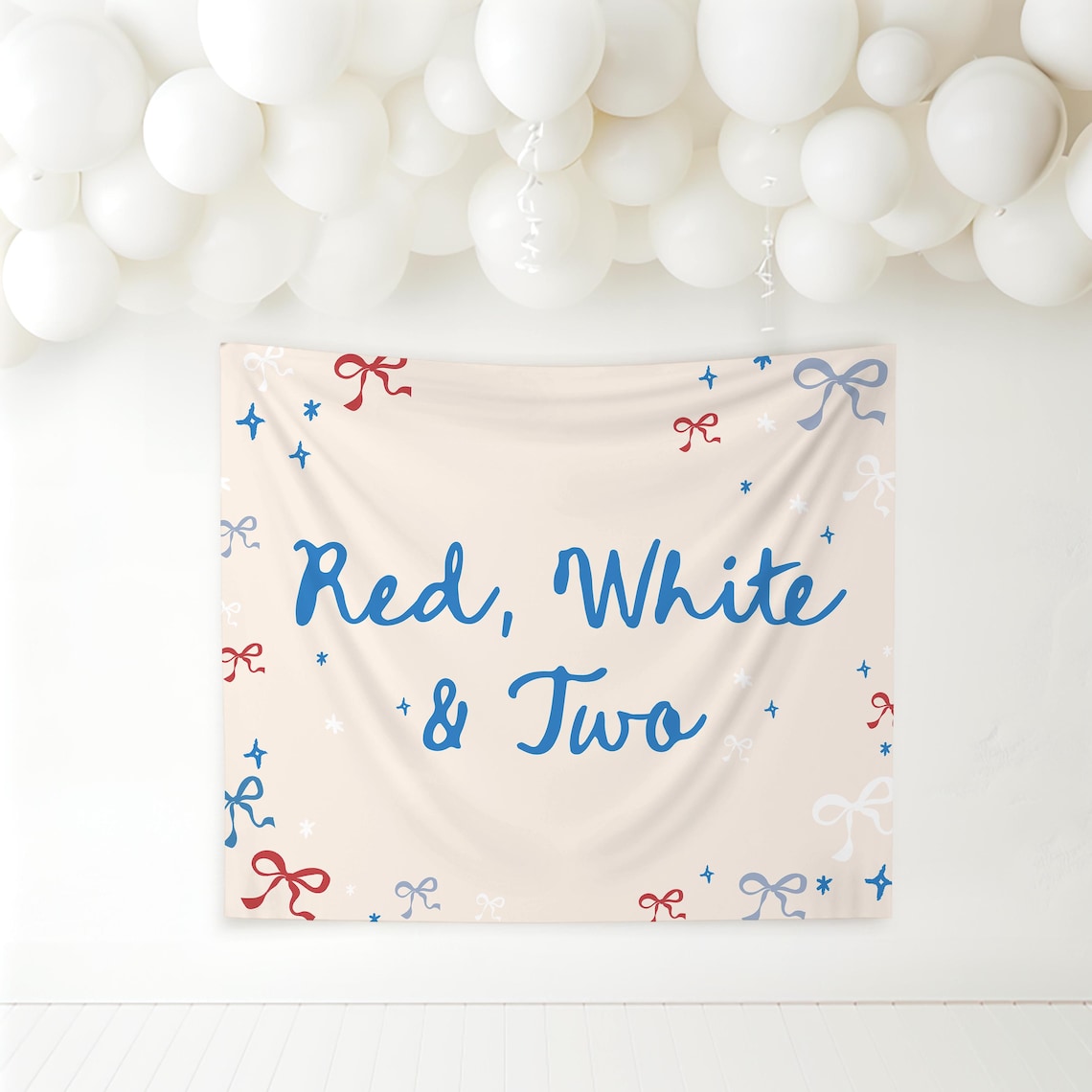Red, White and Two Birthday Party Backdrop - Americana Banner - 4th of ...