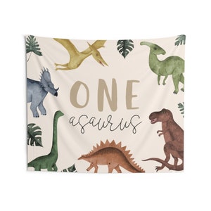 Dinosaur 1st Birthday Backdrop | Dino 1st Birthday Party Decor | Stomp ...