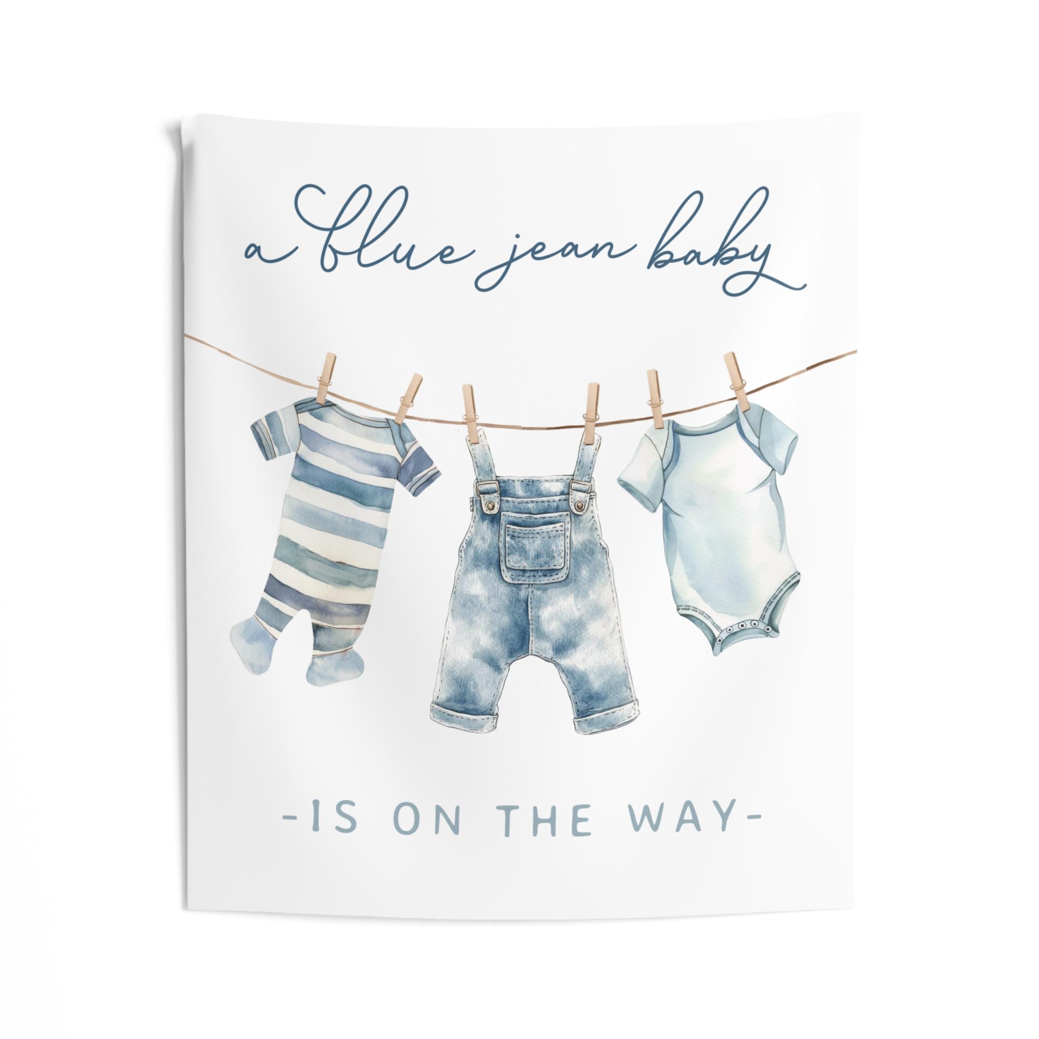 Blue Jean Baby Shower Backdrop | Denim Baby Shower Fabric Banner Decor ...