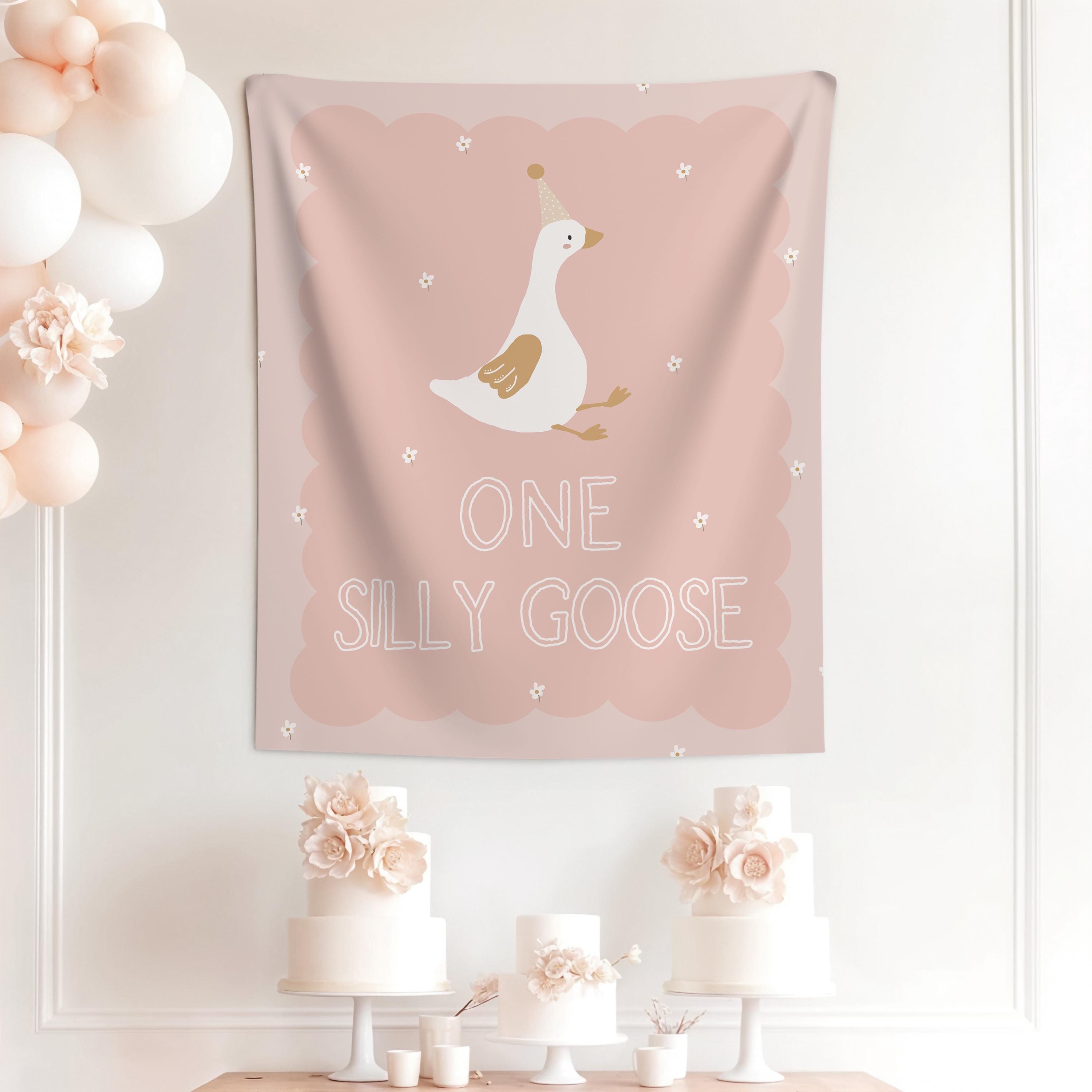 One Silly Goose Birthday Backdrop | Girl One Silly Goose 1st Birthday ...