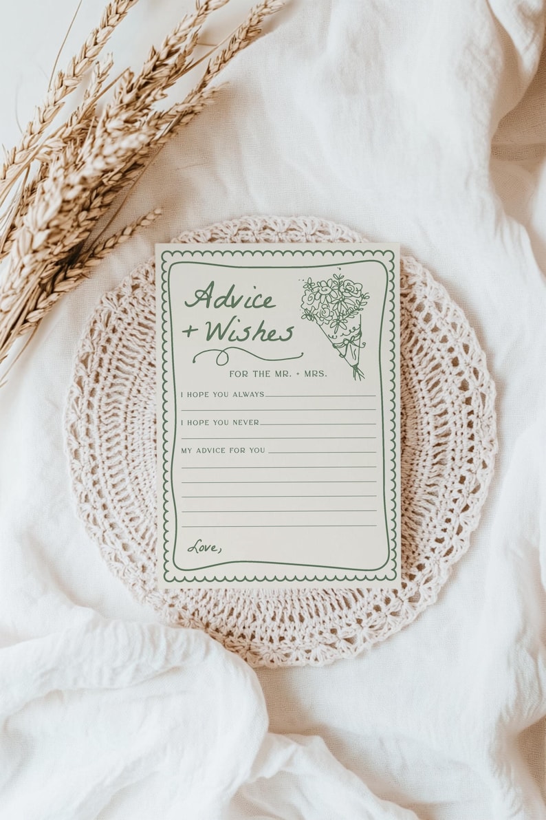 PRINTED + SHIPPED Advice & Wishes Card for Fresh off the Market Bridal ...