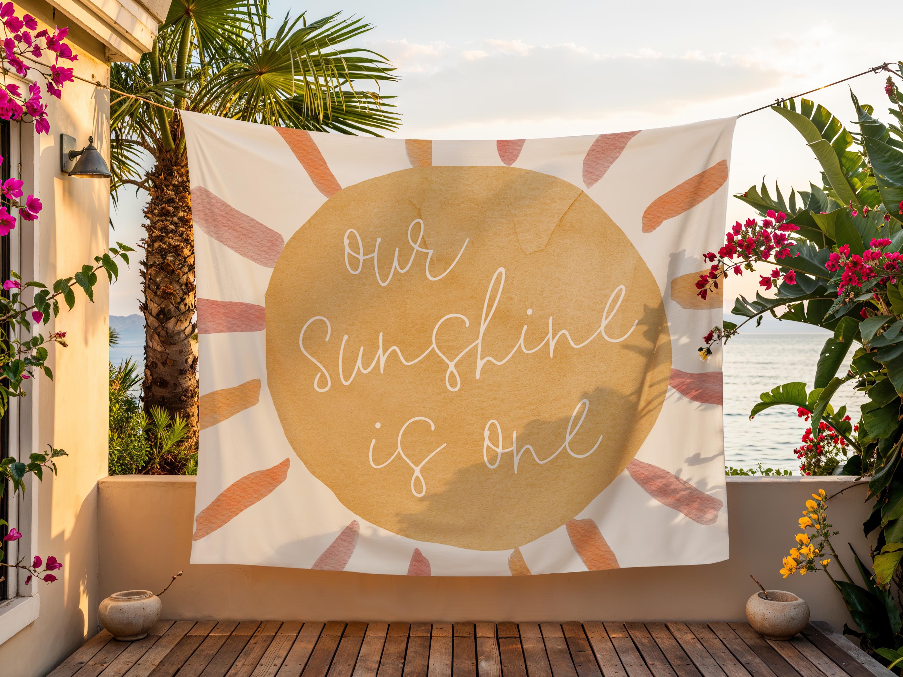 Sunshine 1st Birthday Backdrop | Girl Little Sunshine is One First ...