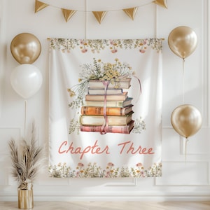 Chapter Three Birthday Backdrop | Book Themed 3rd Birthday Fabric ...