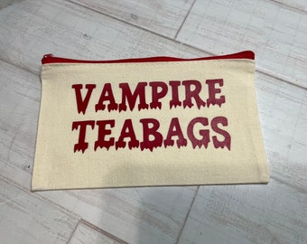 Embroidered Zipper Pouch-vampire Teabags - Etsy