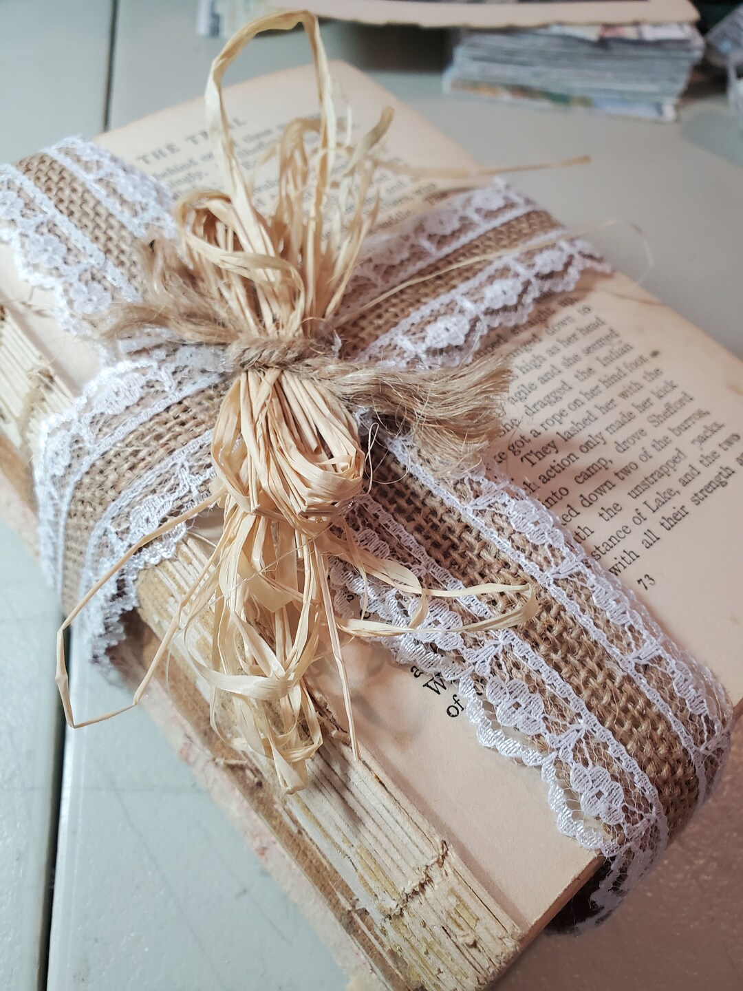 Vintage Book Stack Farm House Decor - Etsy