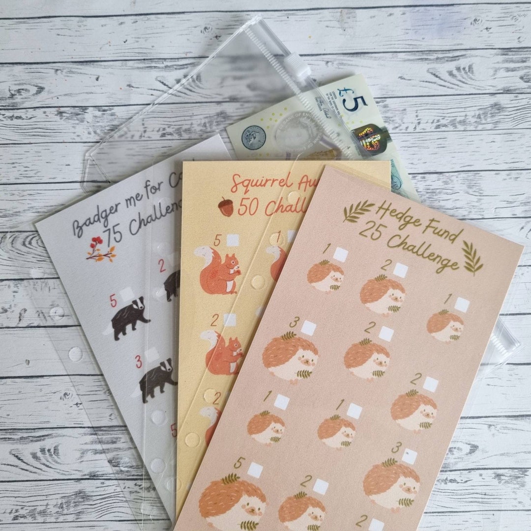 BADGER, SQUIRREL, HEDGEHOG Woodland Cash Savings Money Challenge Save ...