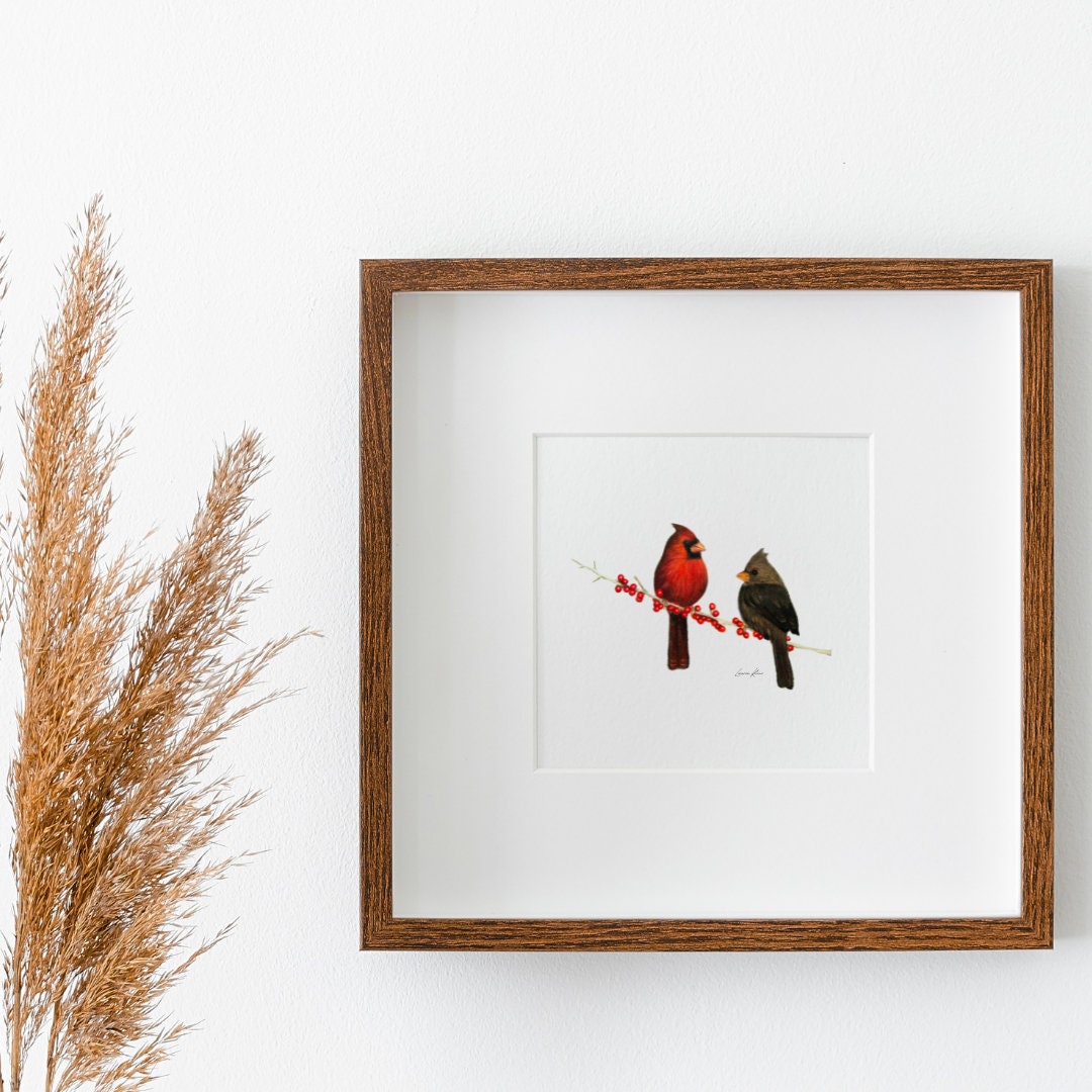 Colored Pencil Two Cardinals Art Print - Etsy