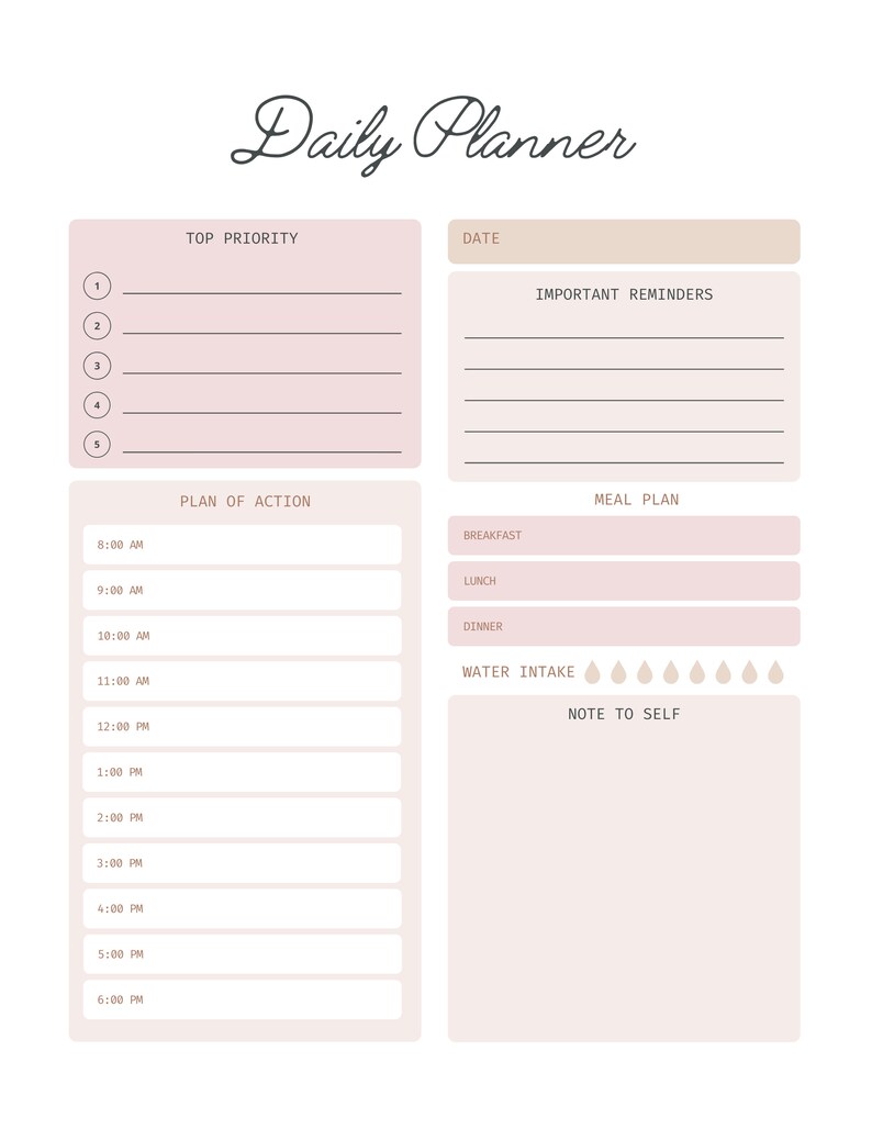 Self Care Printable Digital Daily Planner Printable for Entrepreneurs ...