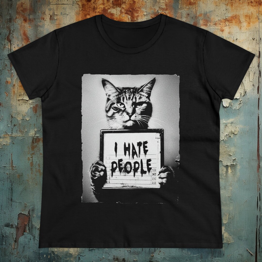 Grumpy Cat Mugshot Tee Ladies Cut Punk Goth Shirt Unique Antisocial ...