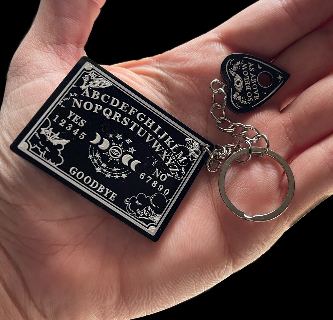 Ouija Keychain Board With Planchette, Gothic Paranormal Gift, Mini ...