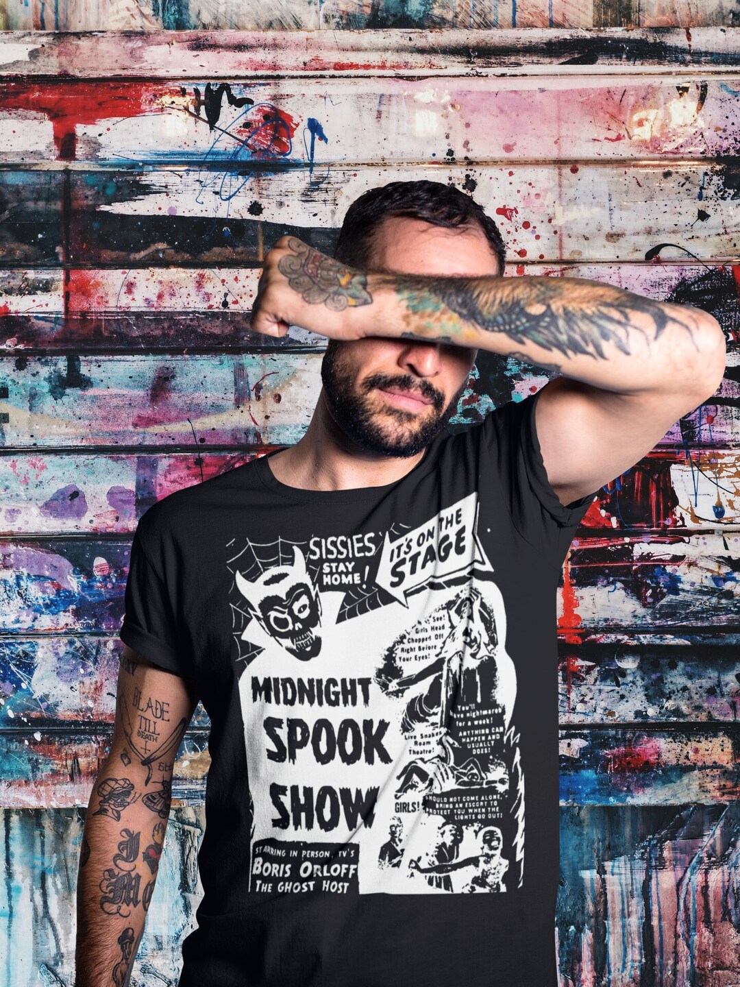 Spook Show Flyer Halloween T-shirt, Vintage Retro Horror Style, Spooky ...