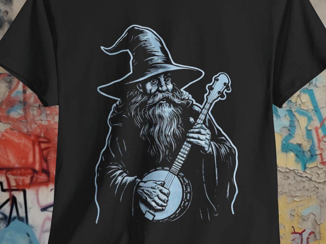 Wizard Banjo Shirt Bluegrass Music Shirt Funny Folk Music Tee Magic ...