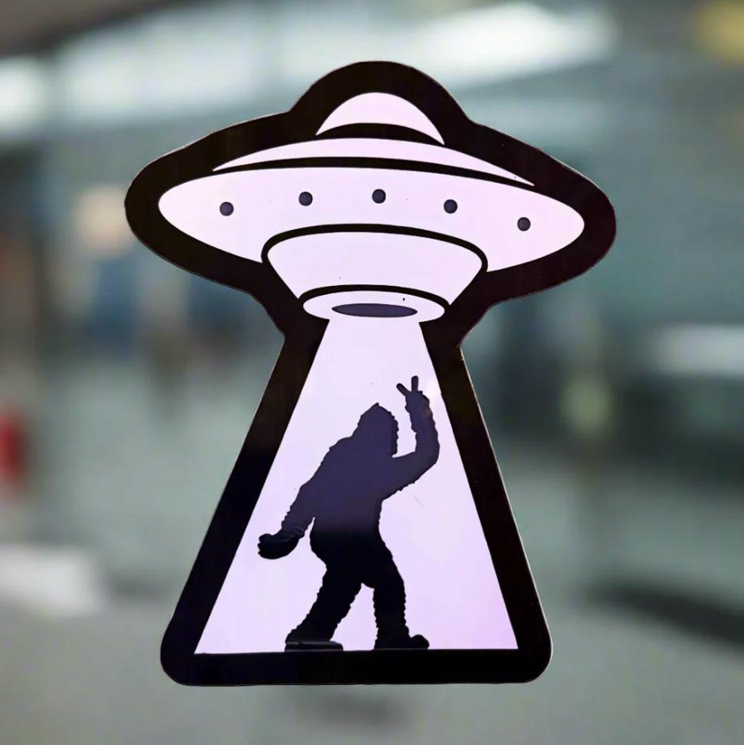 Bigfoot UFO Sticker Alien Vinyl Decal Holographic Bigfoot Decal Funny ...
