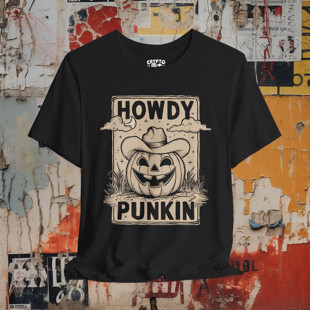 Howdy Punkin Halloween Cowboy Jack-o-lantern Pumpkin T-shirt | Bella ...
