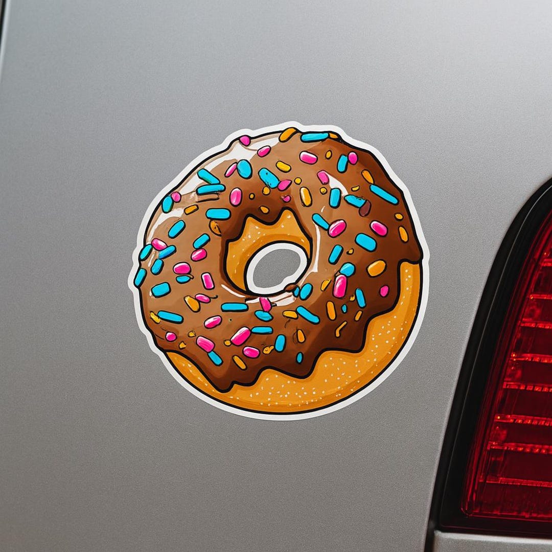 Chocolate Donut Vinyl Sticker Frosted Donut Decal Pink Blue Sprinkles ...