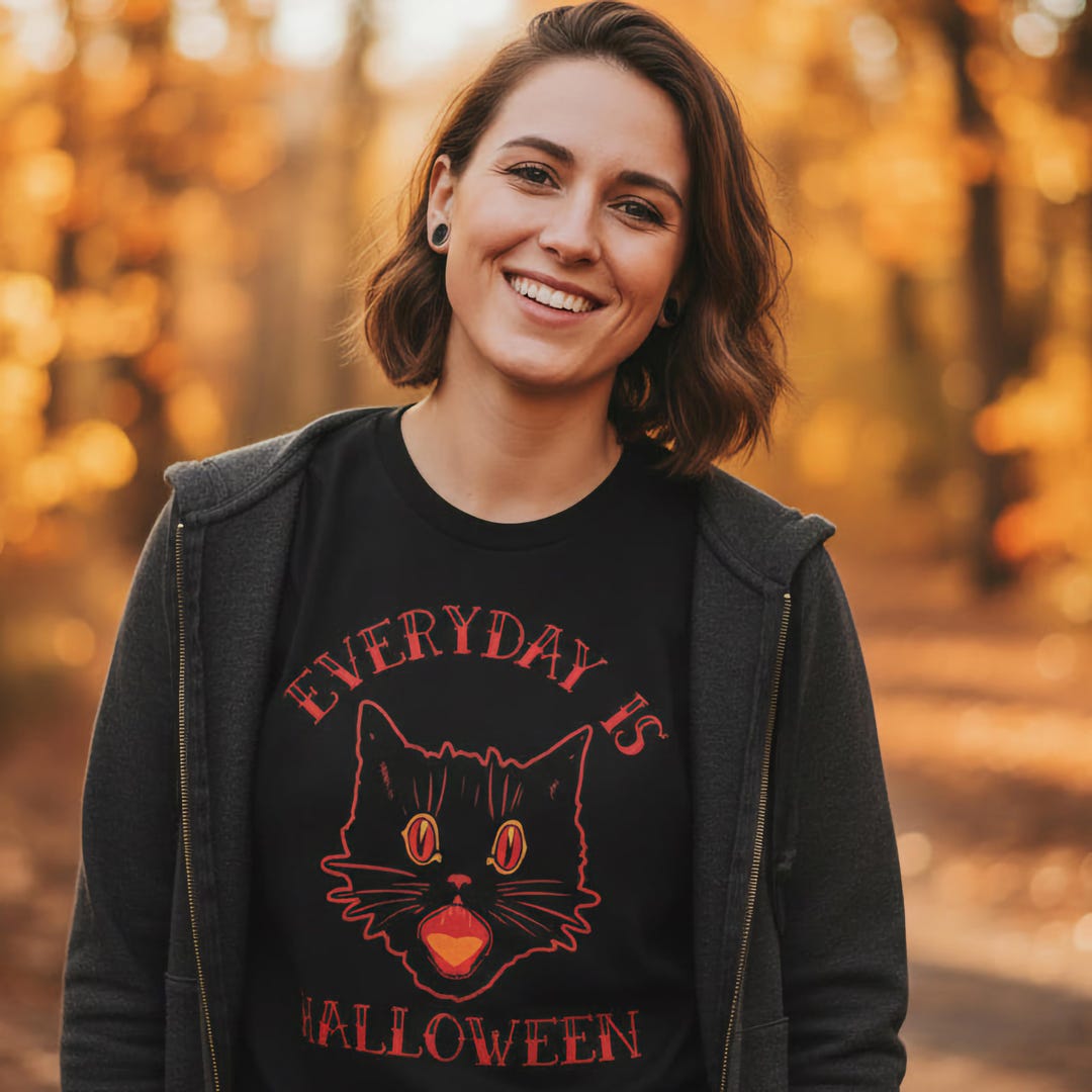 EVERYDAY IS HALLOWEEN Shirt | Black Cat Tattoo Design | Ministry ...
