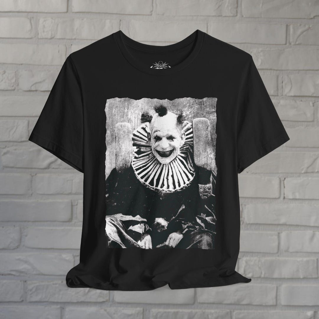 Creepy Clown Shirt Vintage Punk Tee Goth Clothing Metal Macabre Horror ...