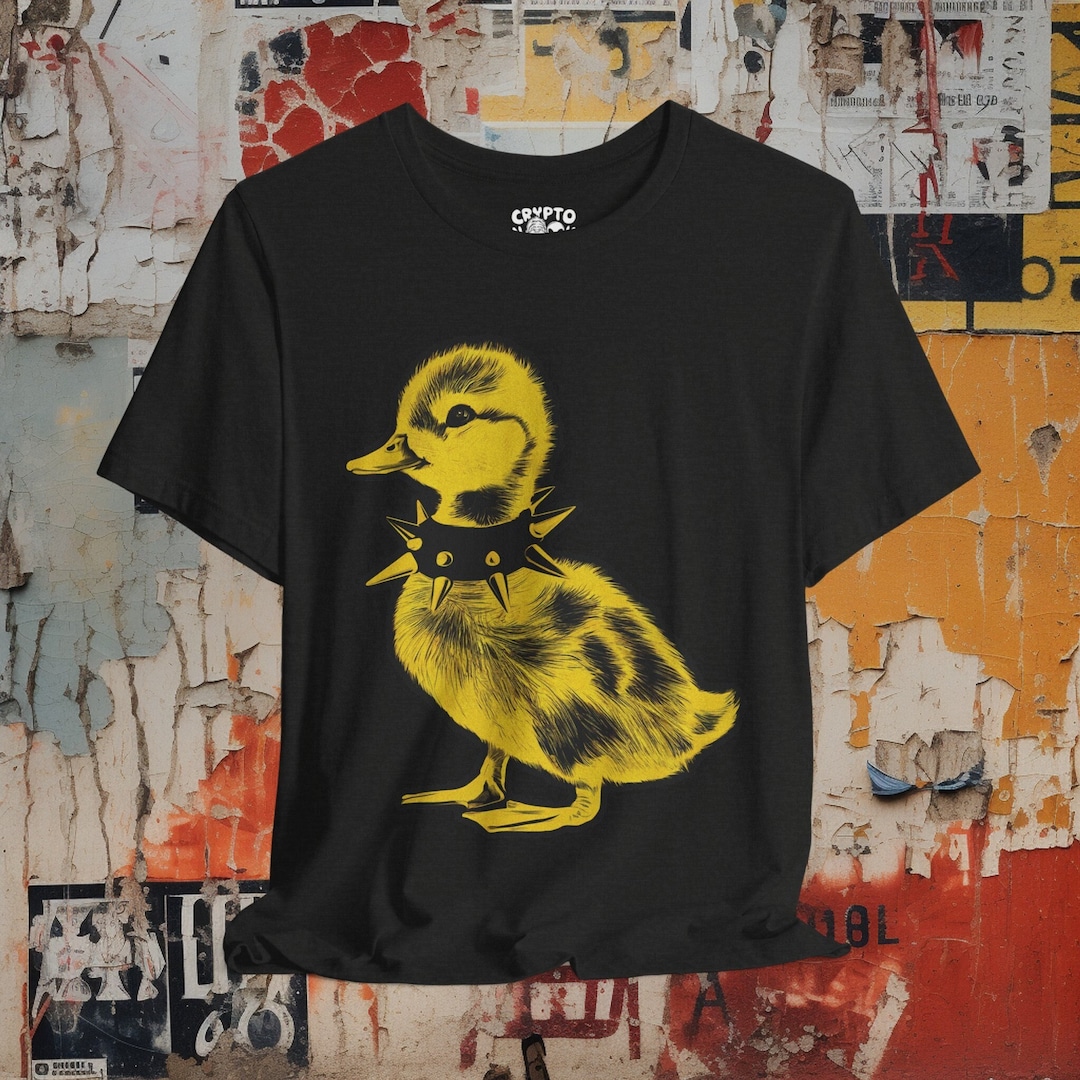 Punk T-shirt Baby Duck Graphic Black Tee Emo Punk Teen Spiked Collar ...