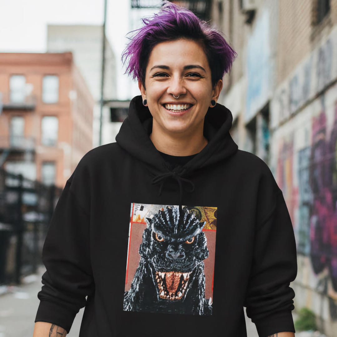 Retro Kaiju Godzilla Hoodie – Vintage Monster Movie Inspired Pullover ...