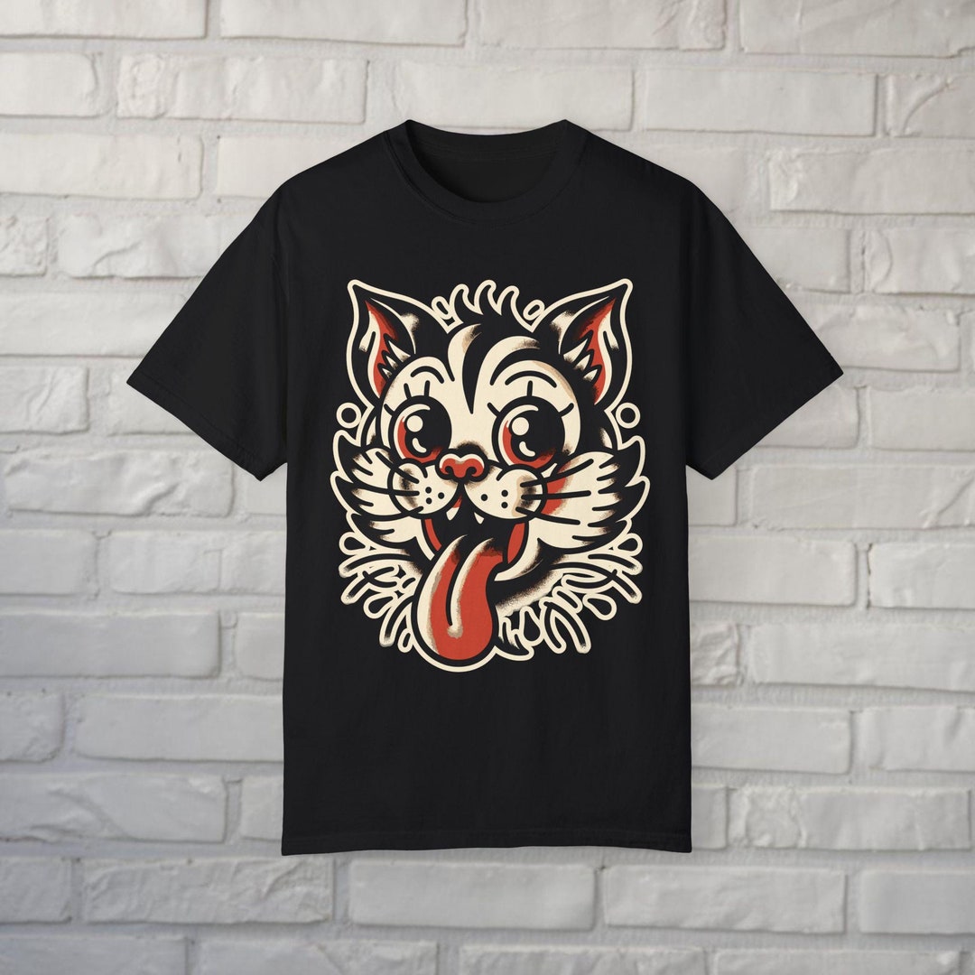 Tattoo Shirt Rockabilly Cat Tee American Traditional Tattoo Tee Gothic ...
