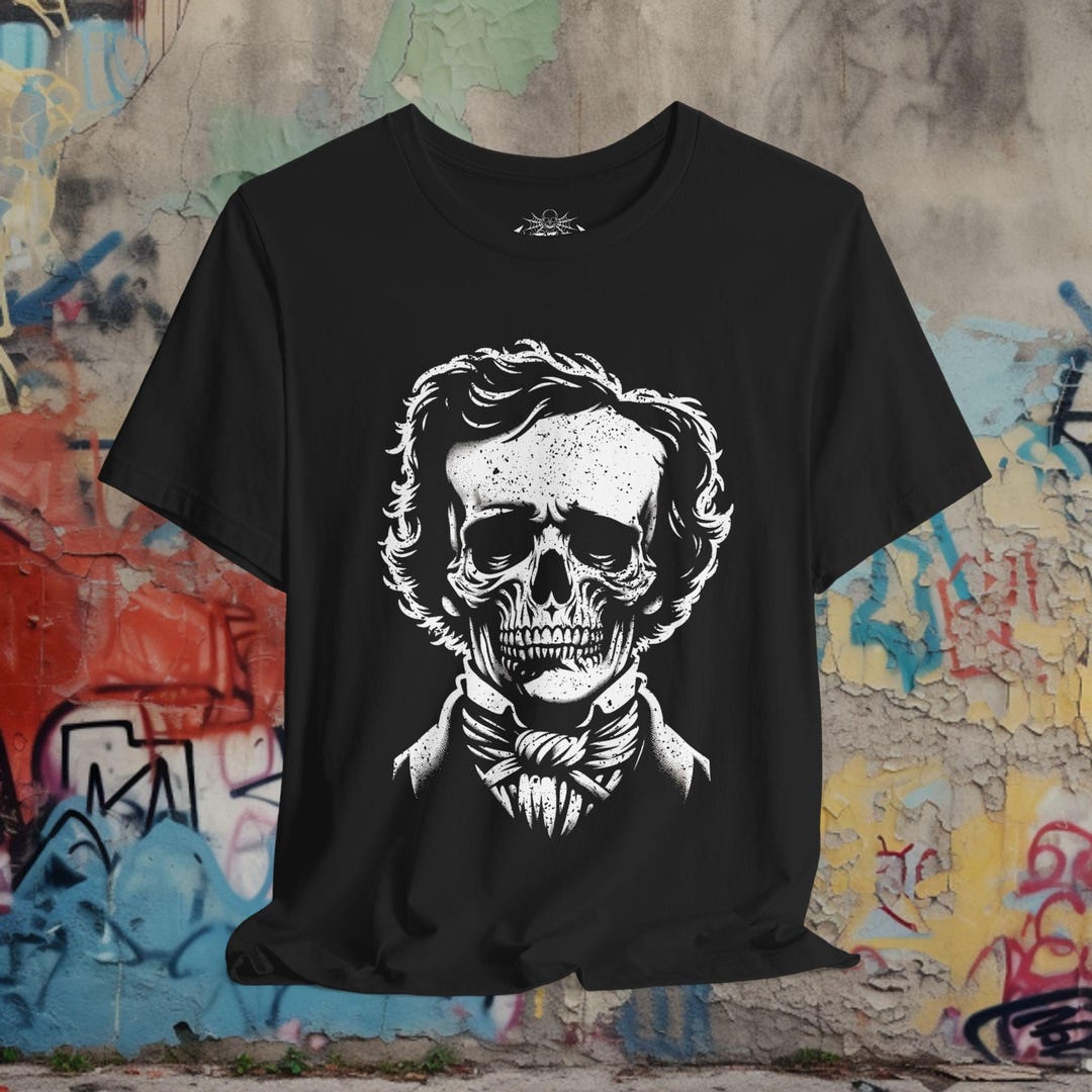 Edgar Allan Poe Shirt Skull Face T-shirt Gothic Horror Tee Dark ...