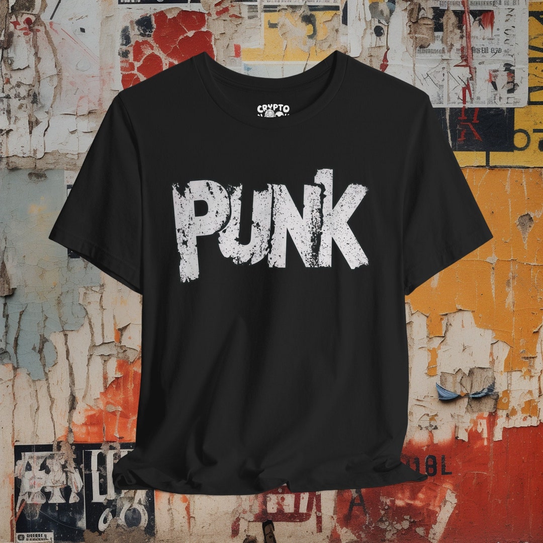 PUNK T-shirt Bold Grunge Tee Black Graphic Shirt Rebel Punk Style ...