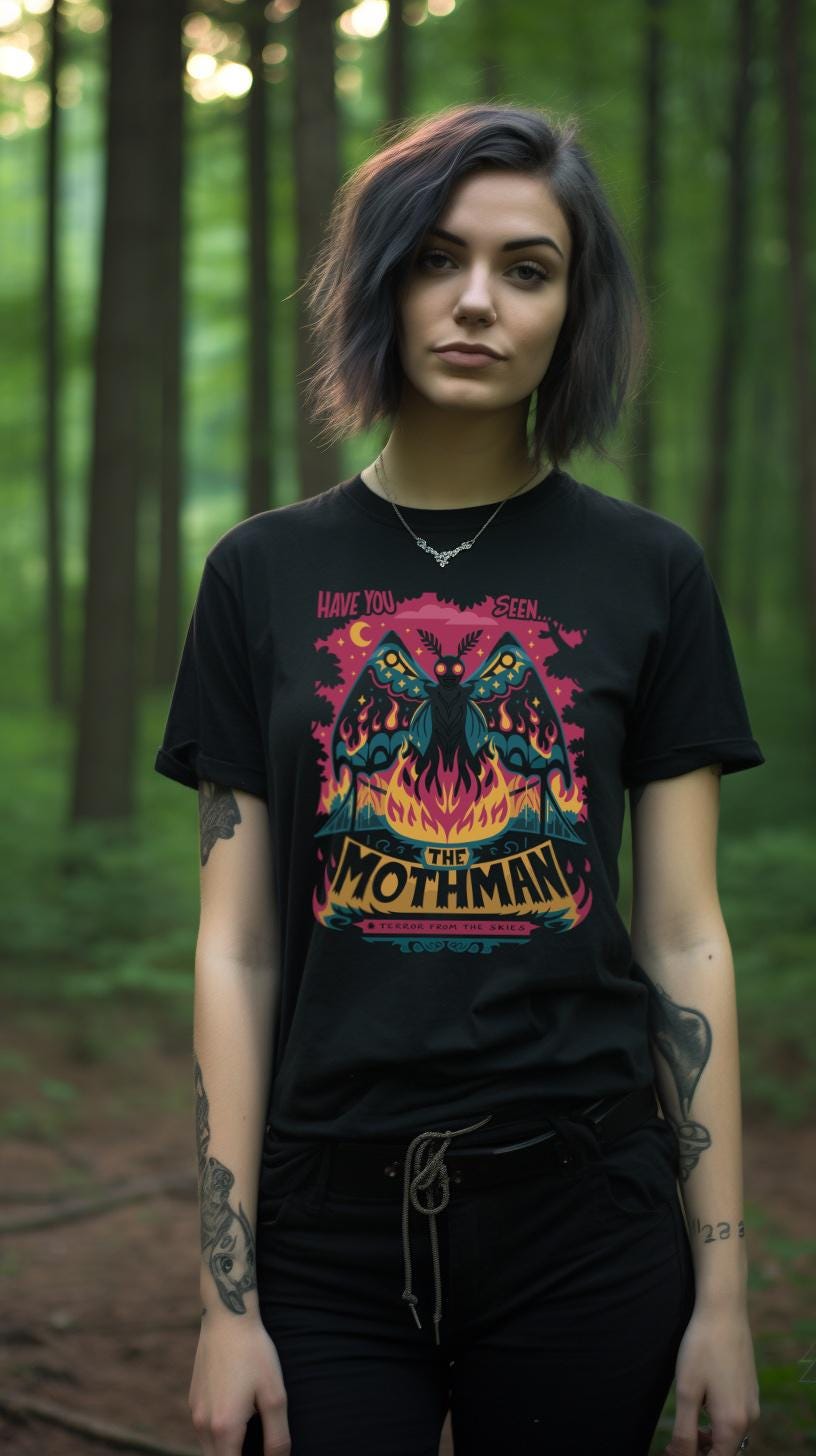 Mothman Shirt Cryptid Shirt Paranormal Tee Black Bridge Shirt Creepy ...