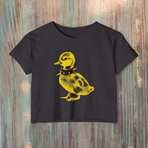 Punk T-shirt Baby Duck Graphic Black Tee Emo Punk Teen Spiked Collar ...
