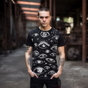 EYES ALL OVER Shirt | Soft Microfiber-knit | All-seeing T-shirt | Punk ...