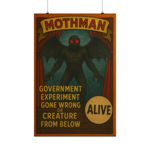 Mothman Freak Show Poster Cryptid Circus Wall Art Black Monster Print ...