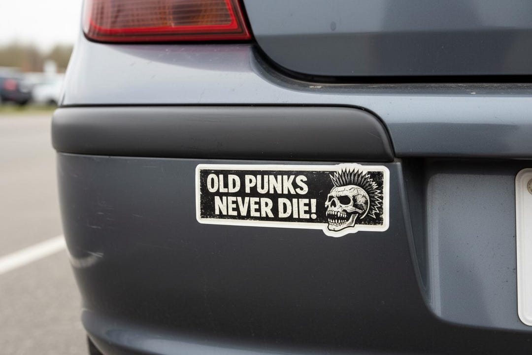 Punk Sticker Old Punks Never Die Skull Decal Black Vinyl Sticker Punk ...