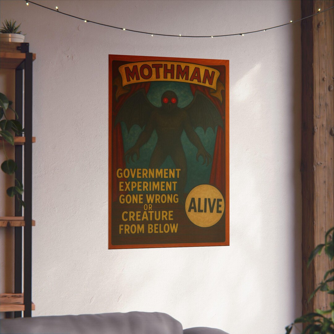 Mothman Freak Show Poster Cryptid Circus Wall Art Black Monster Print ...