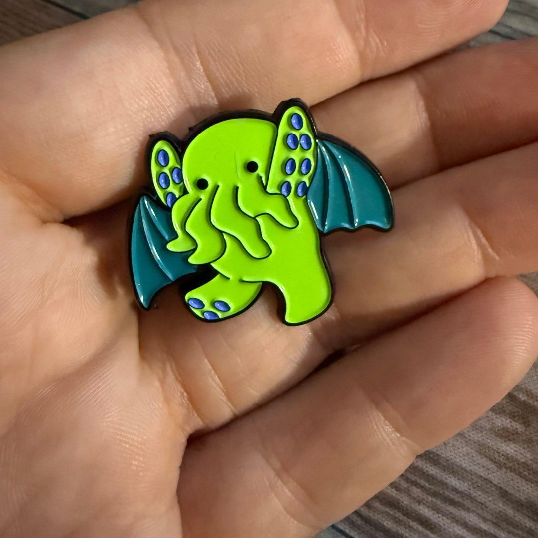 Cthulhu Pin Cryptid Pin Lovecraft Pin Enamel Horror Pin Neon Green ...