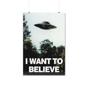 I Want to Believe Poster | X-files Sci-fi UFO Alien Wall Hanging ...