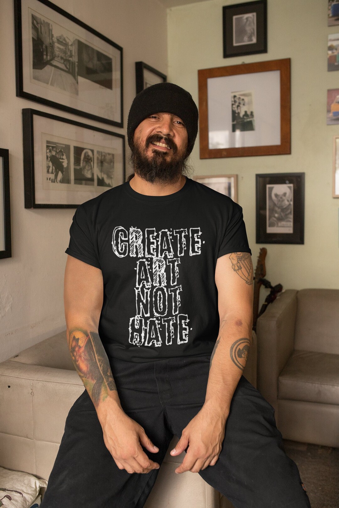 CREATE ART Not HATE T-shirt | Goth Punk Protest Tee | Anarchy Art Shirt ...