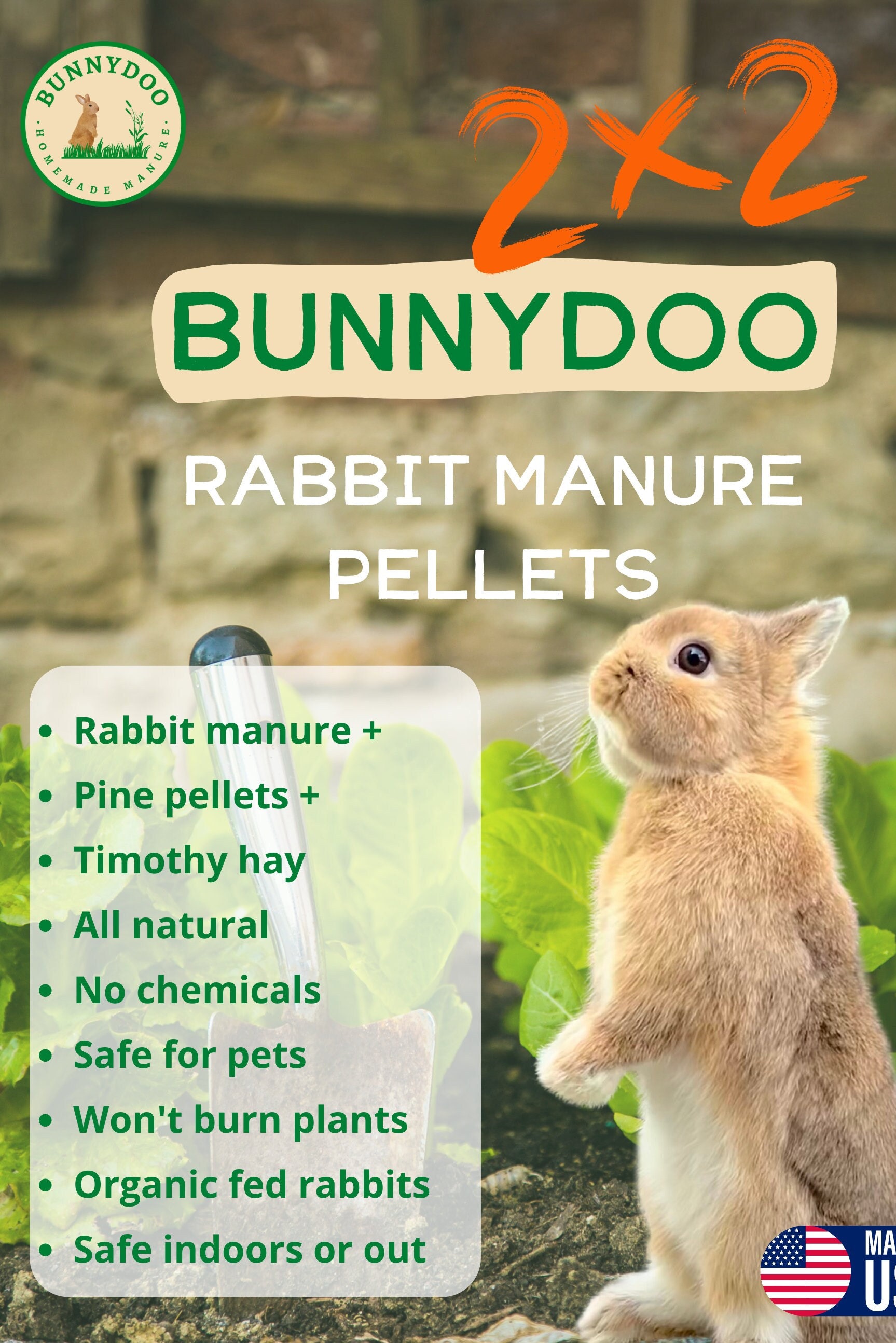 Bunnydoo 2x2 Rabbit Manure Fertilizer High Quality, Organic 4 Pound ...