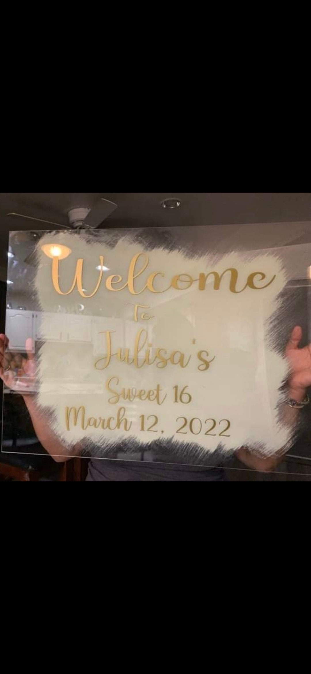 Gran letrero de bienvenida: letrero de acrílico personalizado con fondo ...