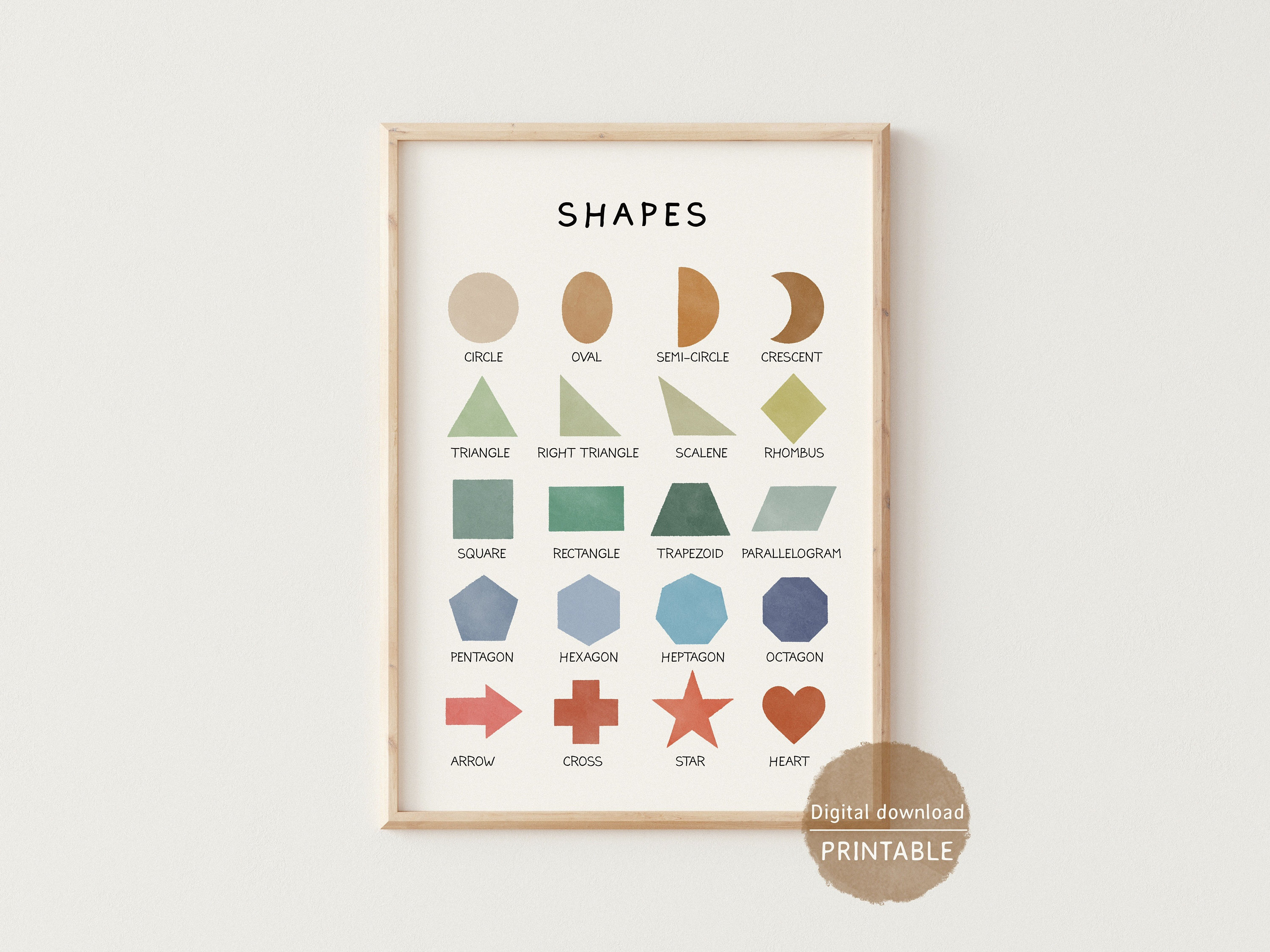 Shapes Poster, Geometric Shapes Poster, Printable Wall Art, Kid's Room ...