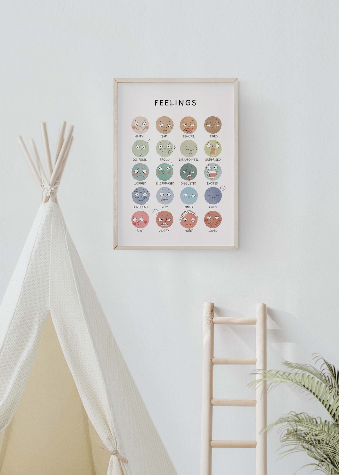 Feelings Chart Poster, Emotions Wall Art, Printable Wall Art ...