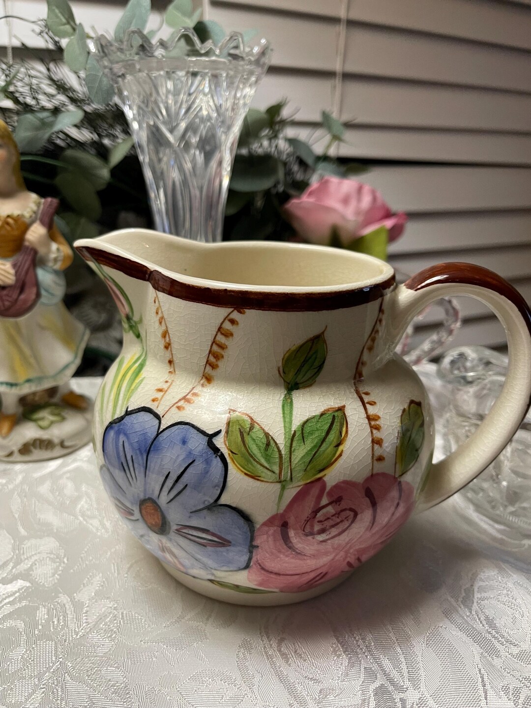 Blue Ridge China Pitcher Pottery| Hand Painted Flowers Cottagecore ...