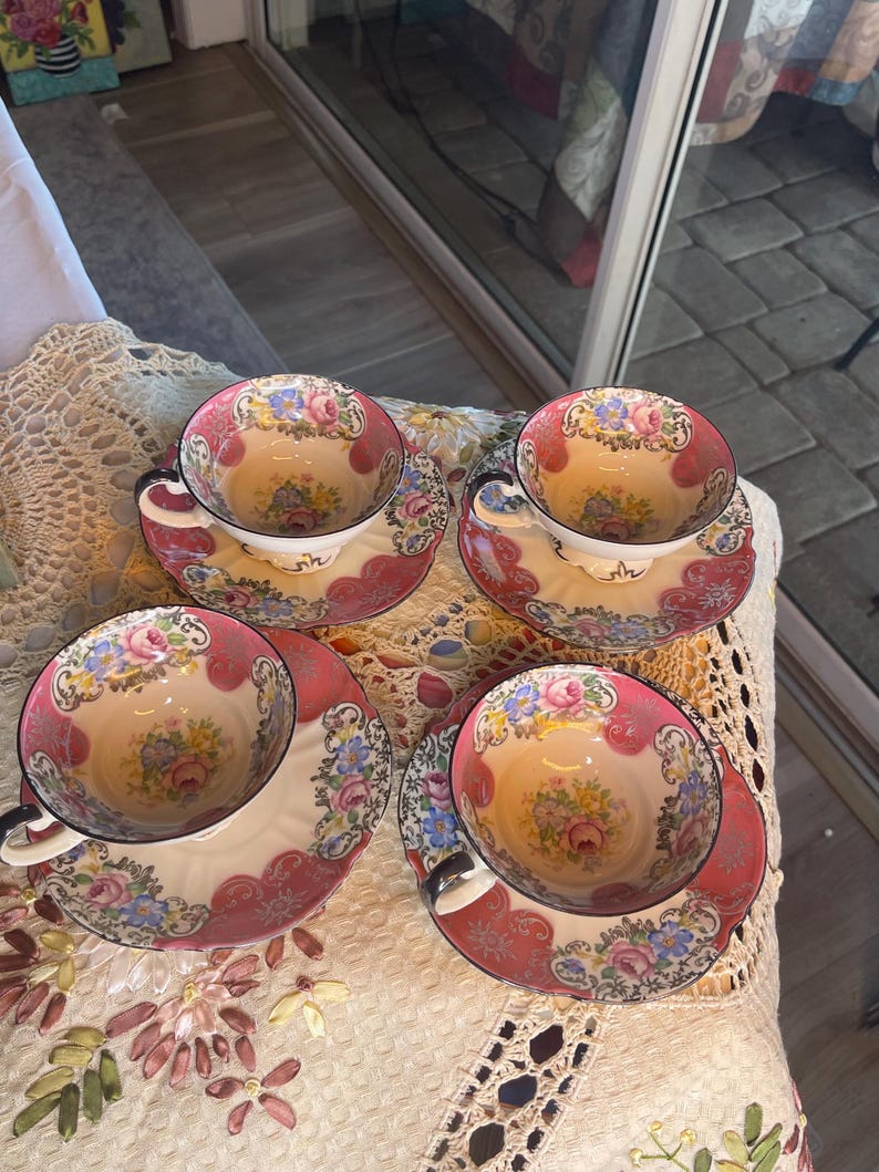 Rare Vintage Mitterteich Bavaria Teapot, Sugar, Creamer, Teacups and ...