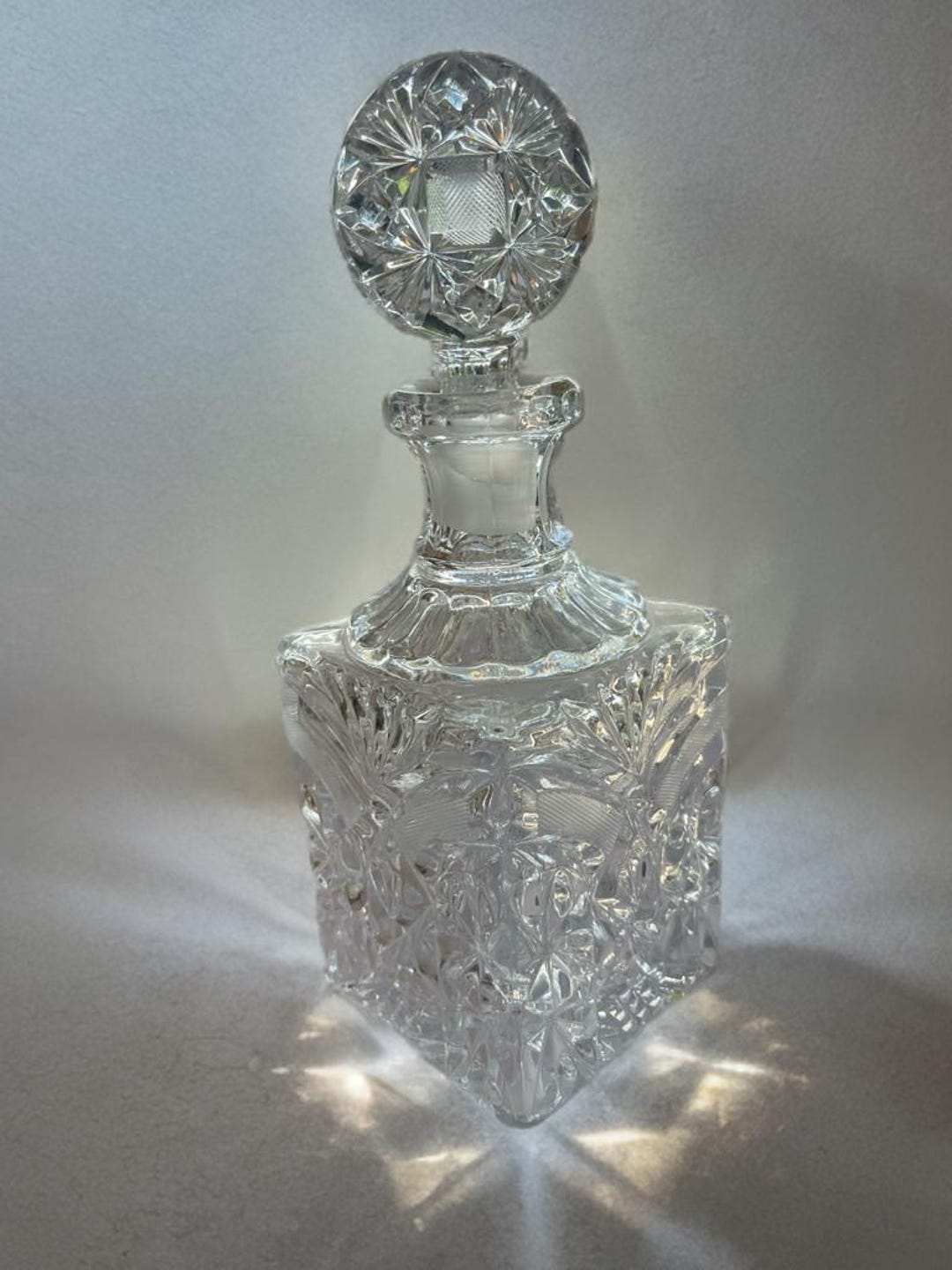 Vintage Cut Glass Whiskey Decanter With Faceted Stopper Mid-century ...