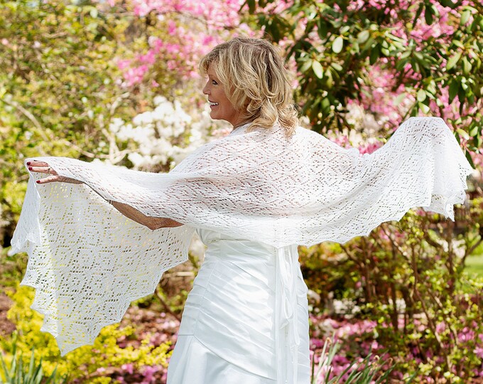 Knitted Wedding Mohair Shawl, Ivory Mohair Wrap, Bridal Wrap, Ivory ...