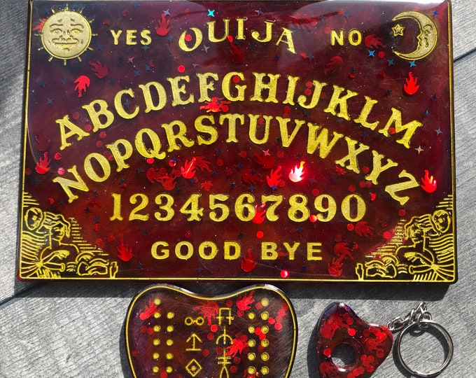 Beautiful Ouija Board Set, Spirit Board, Planchette, Planchette Keyring ...