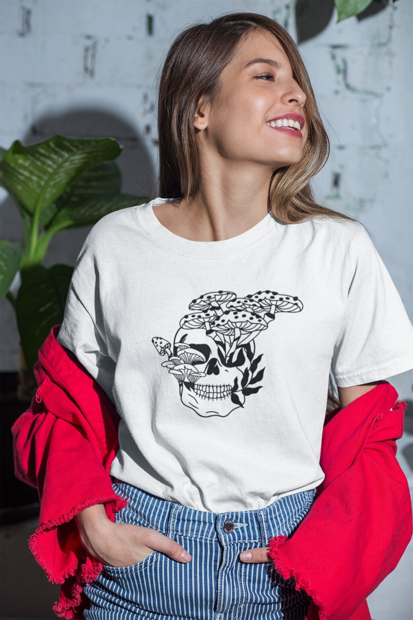 Mushroom Skeleton Graphic Tee Nature Skull Shirt Mushroom Tee Nature ...