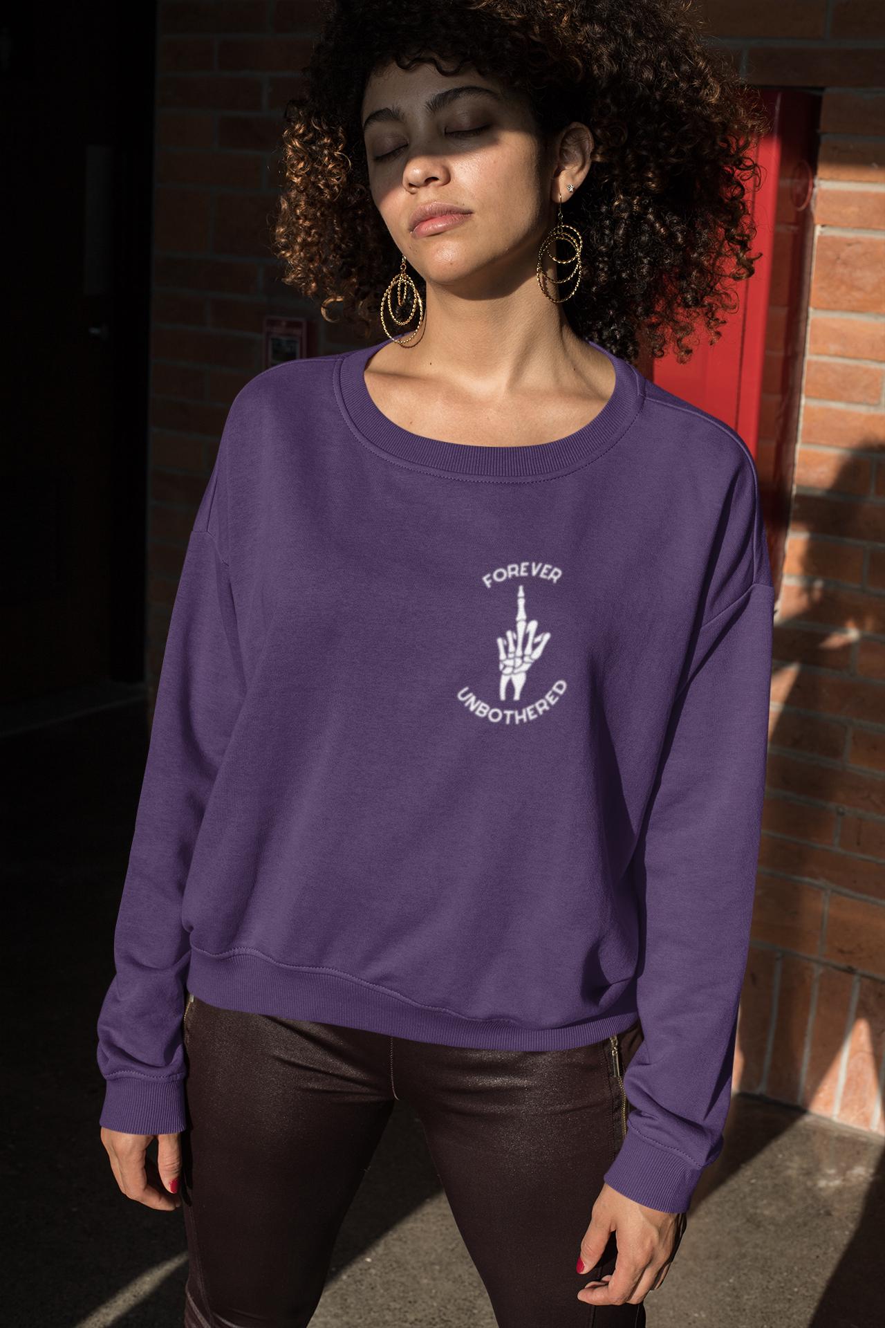 Skeleton Middle Finger Graphic Sweatshirt Forever Unbothered Unisex ...