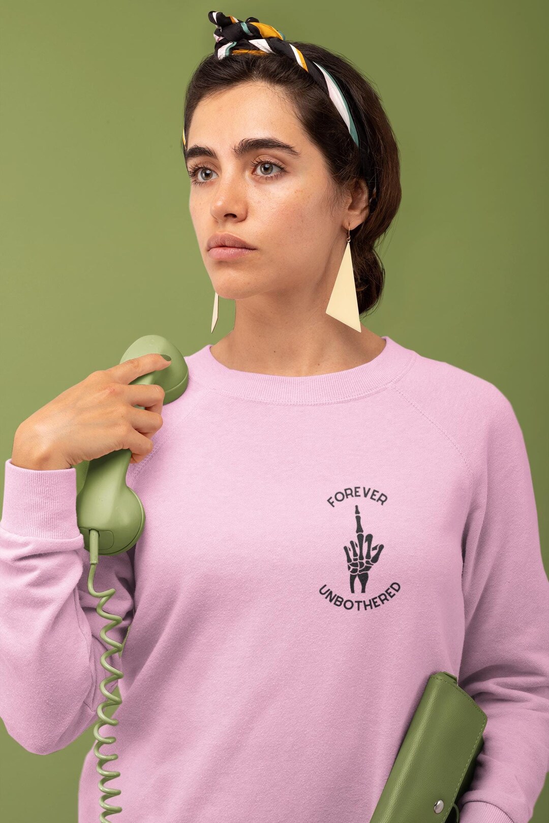 Skeleton Middle Finger Graphic Sweatshirt Forever Unbothered Unisex ...